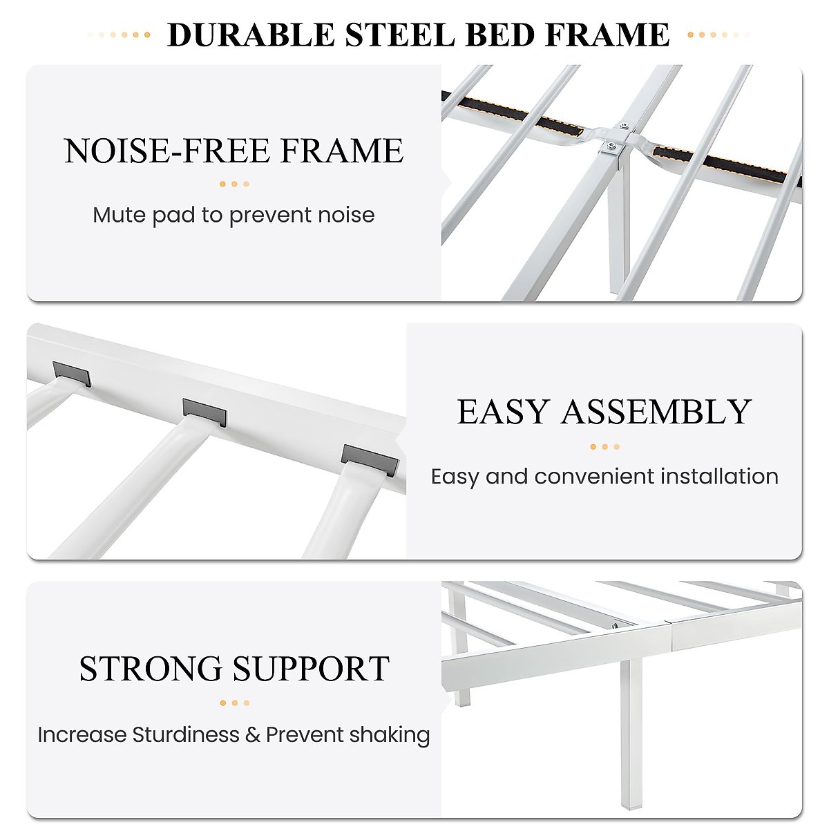 SHA CERLIN Full Size Bed Frame with Headboard,Metal Bed Frame with Butterfly Pattern Design Headboard & Footboard,No Box Spring Needed,Easy Assembly,White