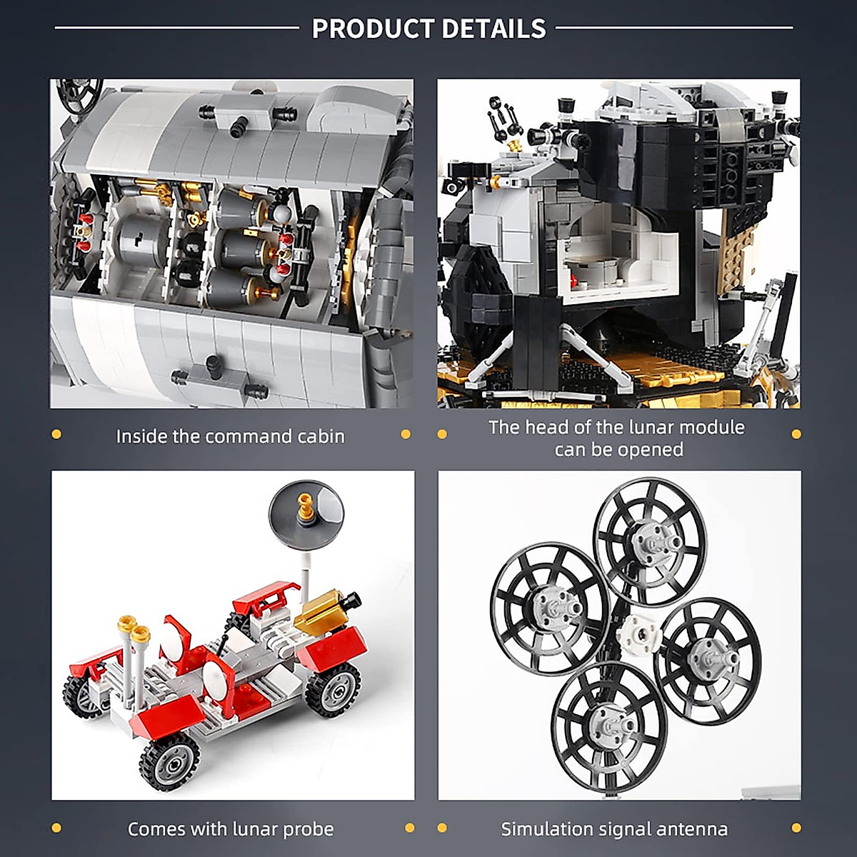 Mould King 21006 Building Toys for Apollo 11 Lunar Lander, Spacecraft Build and Display Model Collectible Building Set for Adults, Space Science Building Kit for Kids Gifts, 7018+Pcs