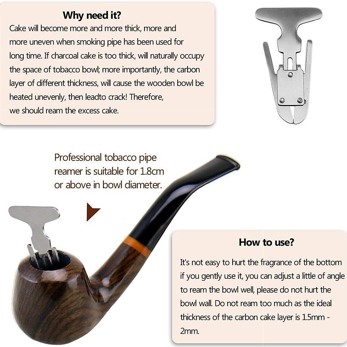 Joyoldelf Smoking Pipe, Luxury Tobacco Pipe with Leather Tobacco Pipe Pouch, Deepened & Windproof Tobacco Pipes for Smoking with 9mm Pipe Filter, Tobacco Pipe Stand and Smoking Accessories