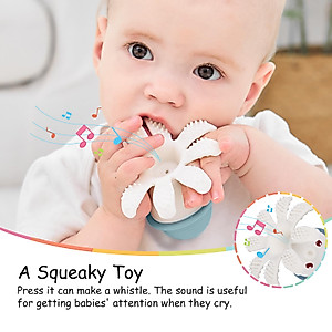 Baby Teether Teething Toys for Babies 3-12 Months, Fun Baby Teething Toys for Infant 12-18 Months, Mombella Octopus Teethers 6 Month Old, Silicone Comfort Chewing Toy for Kids, Iron Green