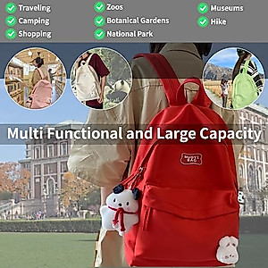 iwhgrmp Kawaii Backpack with Cute Accessories Cute Aesthetic Big Capacity Waterproof Outdoor Casual Travel Backpack (Blue_377)