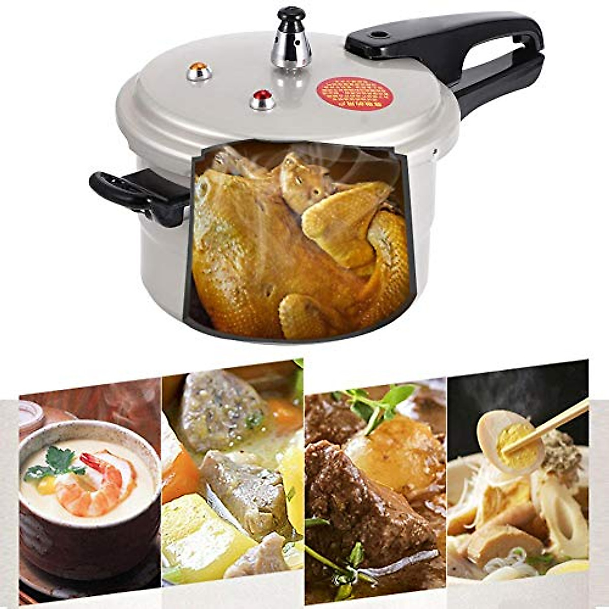 Pressure Cooker, 70Kpa Aluminum Cooking Pot Multifunctional Household Pressure With Steaming Layer Kitchen Cooker Cooking Utensil For Beans Meat Vegetables Soups20Cm