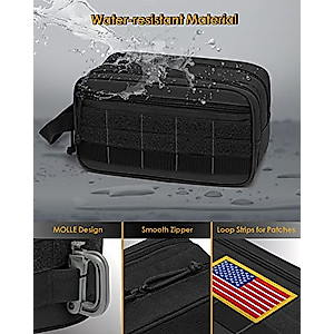 TACTICISM Toiletry Bag for Men - Dry Wet Separate Travel Toiletry Bag, Tactical Molle Dopp Kit for Men with Large Capacity, Water-Resistant Shaving Bag for Adult Women for Travel, Black