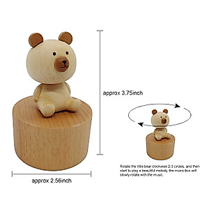 LILYXIN Cute Little Bear Mini Music Box, Little Animals Wooden Mechanical Music Box, The Music Box Gift That Sings Castle in The Sky, Best Gift for Boy Girl Friends Singing Music Gift Box