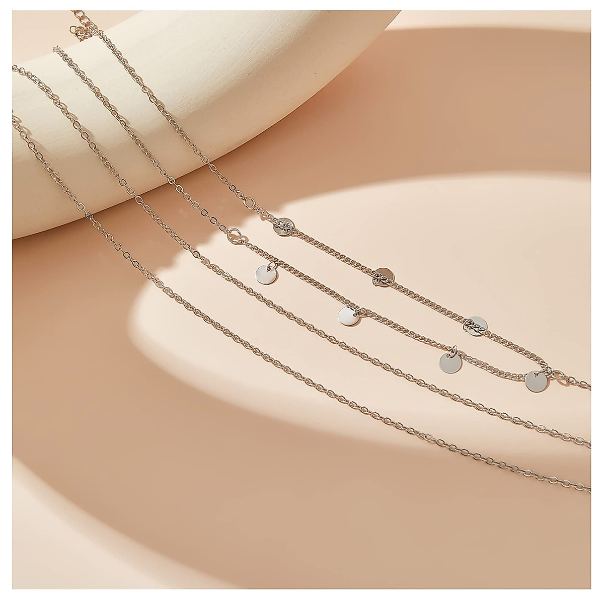 Boho Sexy Sequin Body Chain Necklace Simple Metal Belly Chain Bikini Tassel Harness Body Chain Summer Beach Thin Waist Body Jewelry for Women(Meatl-silver)