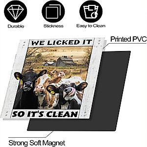 Homa Cow Magnet Dishwasher Cover, Rural Farm Decor Refrigerator Magnets Decorative Funny Fridge Magnetic Kitchen Decal Vinyl Panel Decorative 23W*17H inch