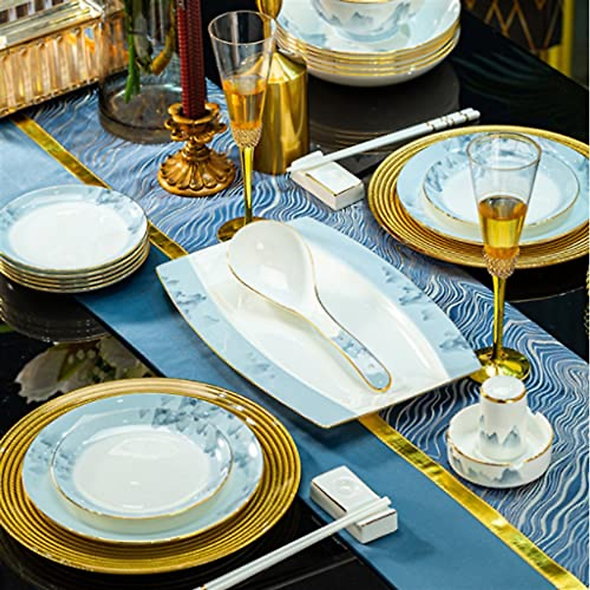 GAENZA Chinese cutlery set bone china bowls plates kitchen utensils kitchenware set