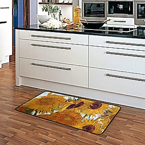 Kitchen Rug Mats Van Gogh Sunflower Bath Rug Runner Doormats Carpet for Home Decor, 39" X 20"