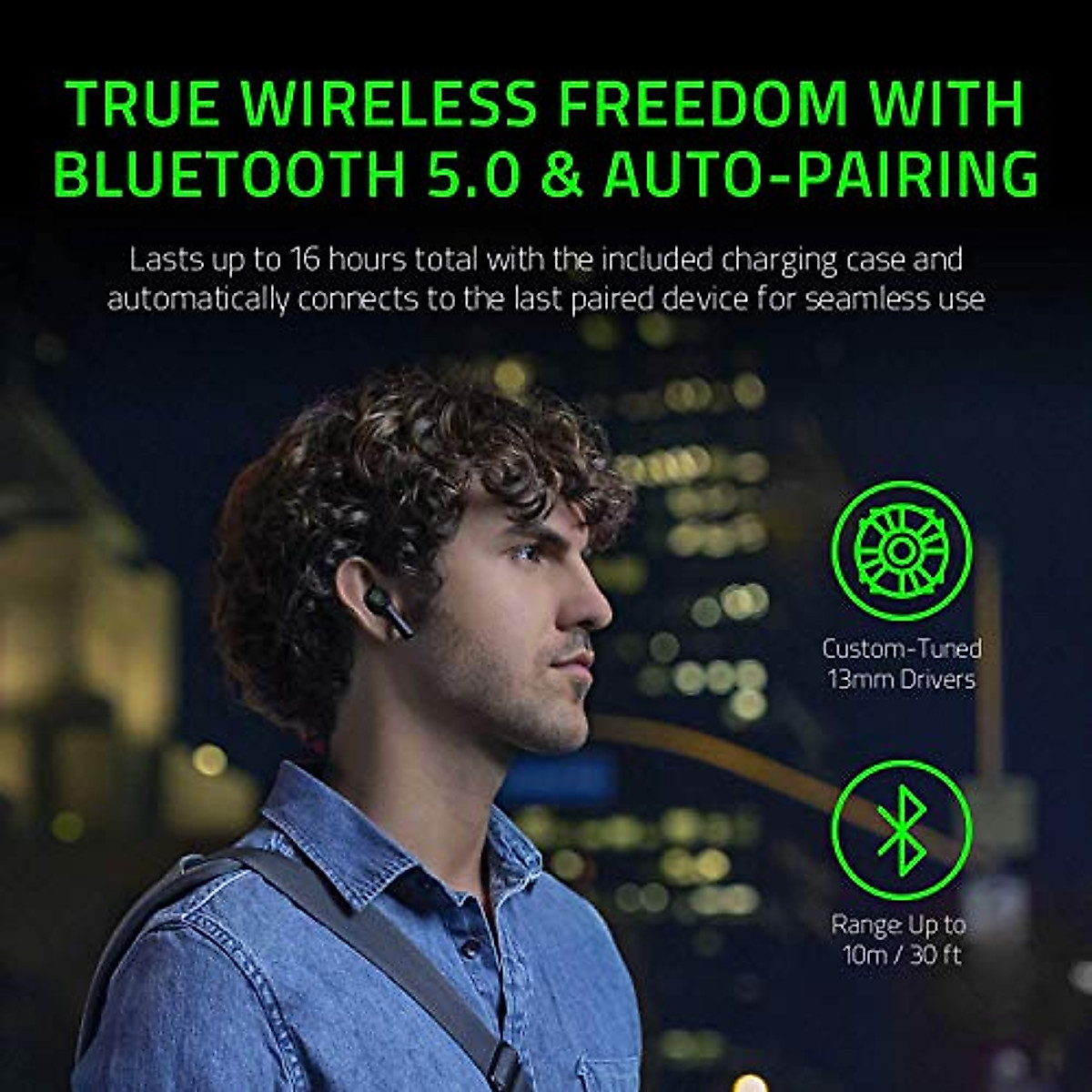 Razer Hammerhead True Wireless Bluetooth Gaming Earbuds: 60ms Low-Latency - IPX4 Water Resistant - Bluetooth 5.0 Auto Pairing - Touch Enabled - 13mm Drivers - Classic Black