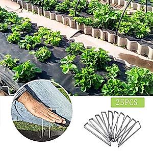 UPMCT 12 Inch Galvanized Garden Landscape Staples Stakes, 25 50 100 PCS Anti-Rust Garden Staples U-Shaped Landscape Pins for Secure Lawn Fabric (25, 12 Inch)