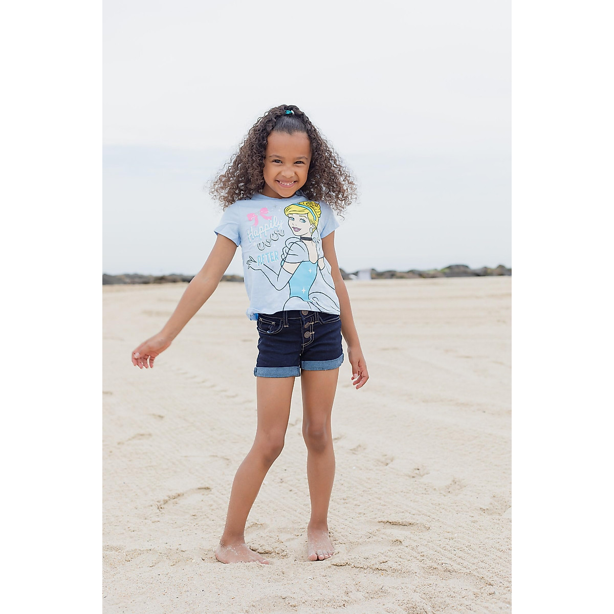 Princess Jasmine Belle Cinderella Little Girls 4 Pack T-Shirts Ariel 7-8