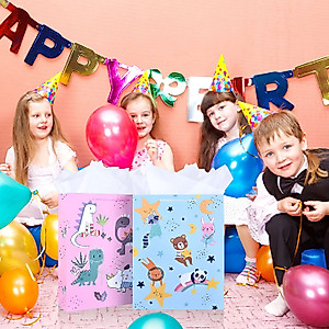 ZGORENDZ 2 Pack Extra Large Gift Bags 16.5" with Tissue Paper for Birthday Party Favors, Shopping, Baby Shower