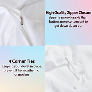 SISBROTH Washed Cotton Duvet Cover Queen Size - Bedding Set Comforter Cover for Winter All Season, Soft and Breathable Bedding Set with Zipper Closure & Corner Ties