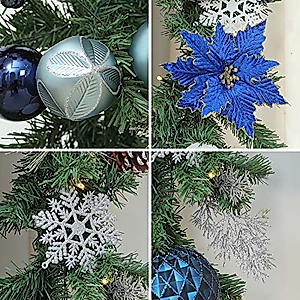 WBHome Pre-lit 9 Feet/108 Inch Christmas Garland, Navy Blue & Silver Lighted Garland with 50 LED Lights for Indoor Outdoor Xmas Decor Holiday Decorations, Battery Operated (Batteries NOT Included)