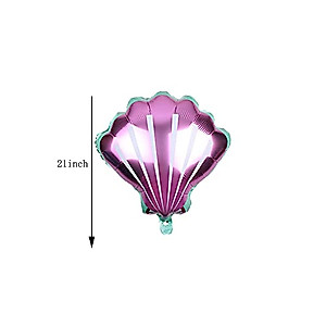 7pcs Mermaid Foil Balloons Birthday Party Supplies, Mermaid Mylar Balloon Kit for Little Mermaid Theme Birthday Party Decorations for Girls, Baby Shower, Backdrop