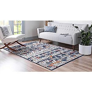Rugs.com Morocco Collection Rug – 8' x 10' Navy Blue High-Pile Rug Perfect for Living Rooms, Large Dining Rooms, Open Floorplans