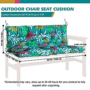 Dttra Swing Cushions with Backrest,Replacement Cushion for Bench,2-3 Seater Waterproof Thicken Washable Pad Cushion for Outdoor Indoor Furniture Swing Garden Patio Porch (Bamboo Leaf,60in×40in)
