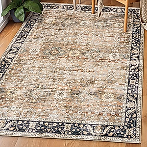ReaLife Machine Washable Rug - Stain Resistant, Non-Shed - Eco-Friendly, Non-Slip, Family & Pet Friendly - Made from Premium Recycled Fibers - Distressed Boho Border - Beige Tan Brown - 2'6" x 6'
