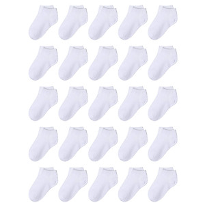 Cooraby 25 Pairs Kids' Socks Low Cut Socks Half Cushion Sport Ankle Athletic Socks for Boys Girls