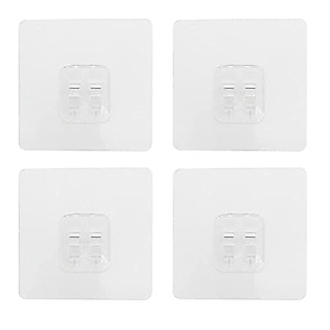 4pcs Shower Caddy Adhesive Sticker Hook Mount for Shower Caddy Basket Bathroom Shelf Soap Dish Holder Kitchen Sink Caddy Replacement Adhesive Hooks (Silver 4pack) (Transparent)