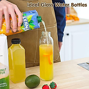 Moretoes 8pcs 18oz Glass Water Bottles, Glass Juice Bottle with Colorful Nylon Protection Sleeve, for Juice, Drinks