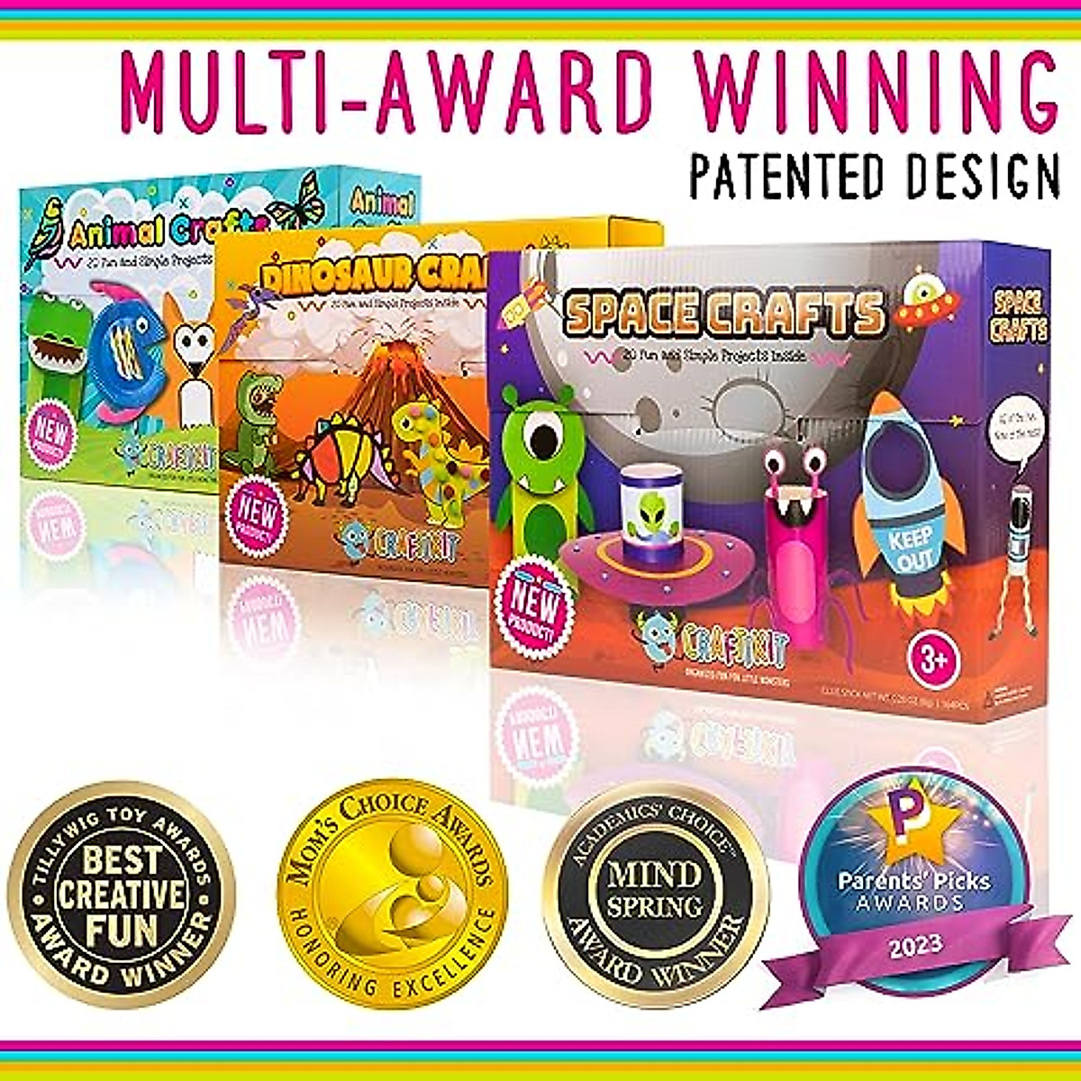 Craftikit® 20 Award-Winning Dinosaur Crafts for Kids - Award-Winning All-Inclusive Fun Toddler Arts and Crafts Box for Kids, Dinosaur Crafts for Toddlers Ages 3-5, Organized Toddler Craft Kit