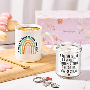 Teacher Gifts for Women - Teacher Appreciation Gifts - Thank You Gifts, Best Teacher Gifts from Student, Back to School, Graduation Gifts Coffee Mug Keychain Candle Gifts Basket for Teachers Women