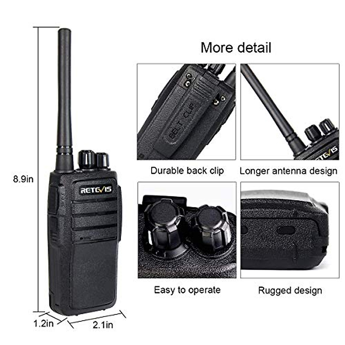 Case of 10,Retevis RT21 Updated 3000mAh 2 Way Radio Rechargeable, Heavy Duty Two Way Radio Long Range, 16CH VOX Handfree Adults Walkie Talkies for Business Retail Contractor Agriculture
