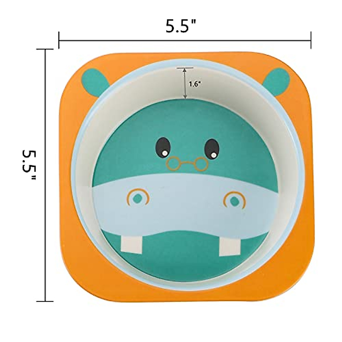 ZEAYEA 6 Pack Bamboo Kids Bowls, 10 Oz Durable Cartoon Bowls for Children, BPA Free Cute Snacks Bowls, Square Dinner Tableware for Serving Soup, Cereal, Pasta, Ice Cream, Dishwasher Safe