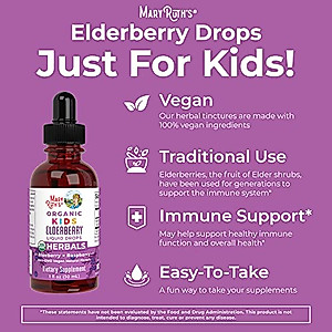 MaryRuth Organics Cocomelon Kids Elderberry Syrup, USDA Organic Elderberry, Sugar Free Kids Immune Support Supplement for Ages 4-13 Years, Clean Label Project Verified®, Vegan, Gluten Free, 1 Fl Oz