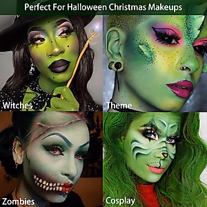 Afflano Green Eyeshadow Palette, Green Glitter Eyeshadow Highly Pigmented, Forest Emerald Green Christmas Makeup Palettes, Yellow Lime Grass Grinch Green Makeup Eye Shadow Pallet 15 Color