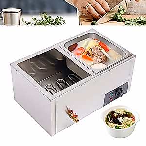 Commercial Food Warmer 2-Pan Grade Stainless Steel, Steam Table, Electric Food Warmer with Lid, Buffet Food Warmer Steam Table for Catering Restaurants