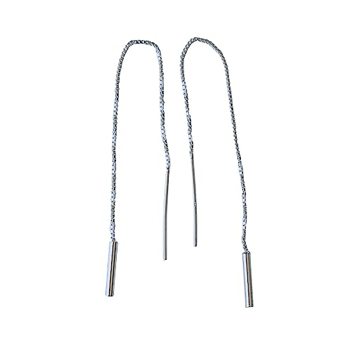 Handmade 925 Sterling Silver Chain Threader Dangle Earrings, Bar Edge Long Tassel Chain Drop Earrings, Dangling Earrings for Women, Tarnish & Water Resistant, By MiYa Jewelry Creations