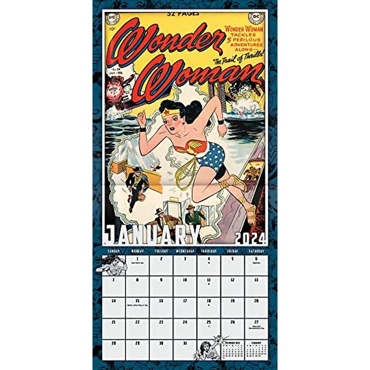 2024 DC Comics Wonder Woman Wall Calendar & Push Pins