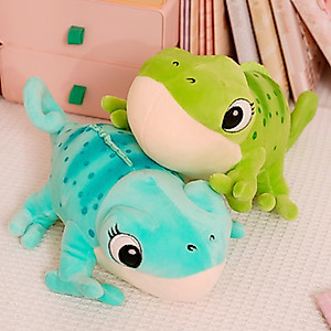 OUKEYI 11.8 Inch/30cm Lizard Plush Pillow, Cute Chameleon Plush Doll, Kawaii Stuffed Animal Lizard Plush Toy Hugging Pillow,Cute Sofa Room Decoration, Gifts for Kids Boys Girls (green)