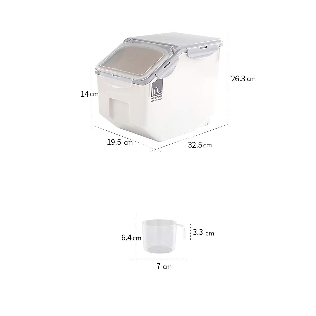 2-Pack Large Rice Storage Containers 10 Liter 340 oz Feed Bin Dog Food Storage Container Set Leak Proof Locking Lid