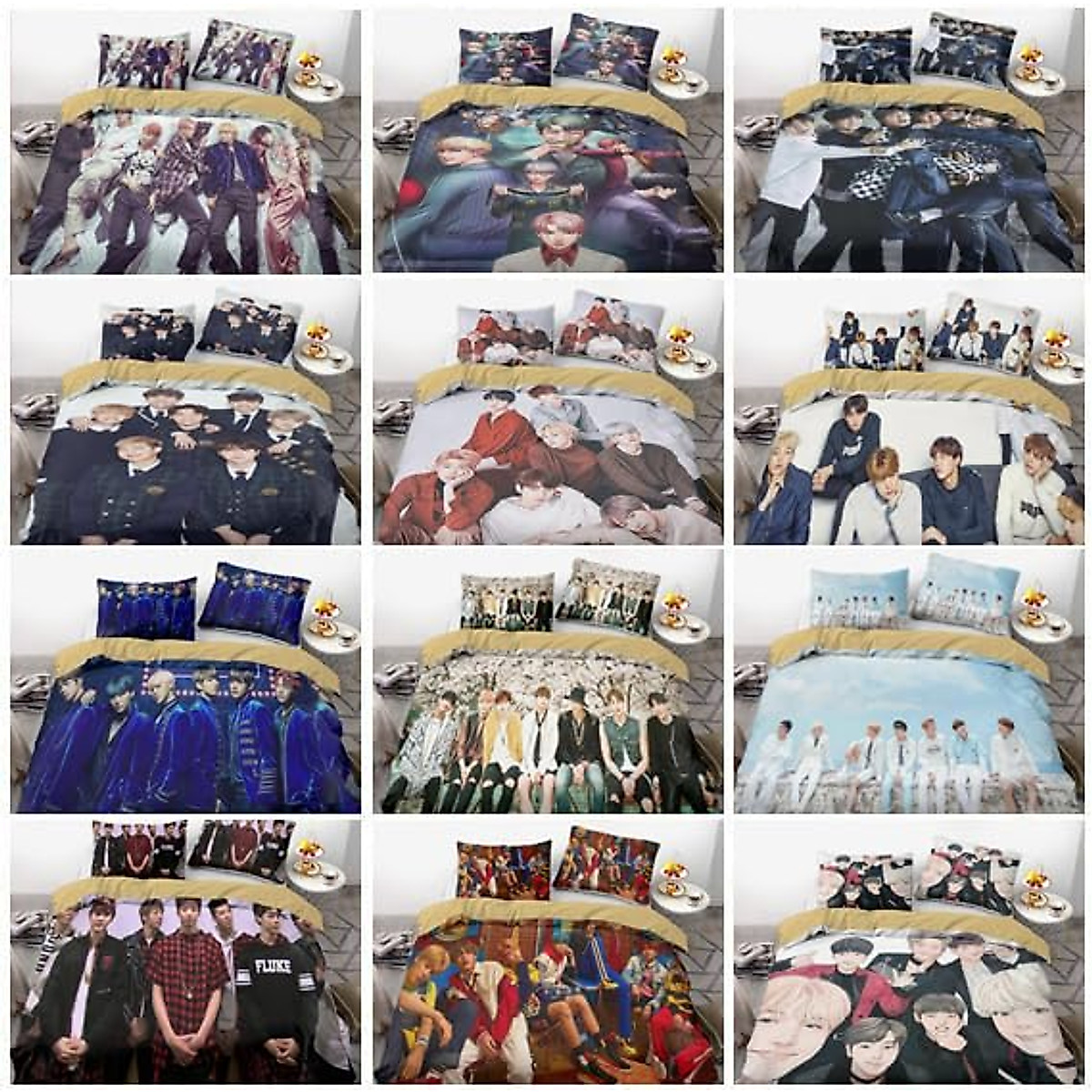 MattUi K-Pop Idol 3D Printed Bedding Set, Kids Youth Duvet Cover Set, Microfiber for Girls and Boys, Comes with 2 Pillowcases (1,Twin 68x86in + 20x30in)