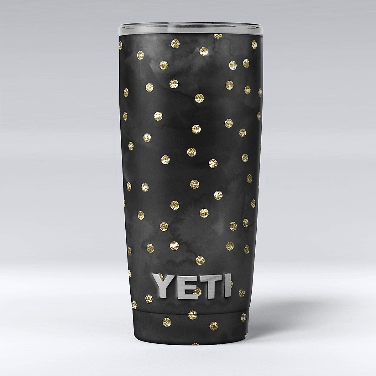 Design Skinz Black Watercolor and Gold Glimmer Polka Dots - Skin Decal Vinyl Wrap Kit Compatible with The Yeti Rambler Cooler Tumbler Cups