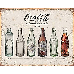 Desperate Enterprises Coca-Cola Bottle Evolution Tin Sign - Nostalgic Vintage Metal Wall Decor - Made in USA