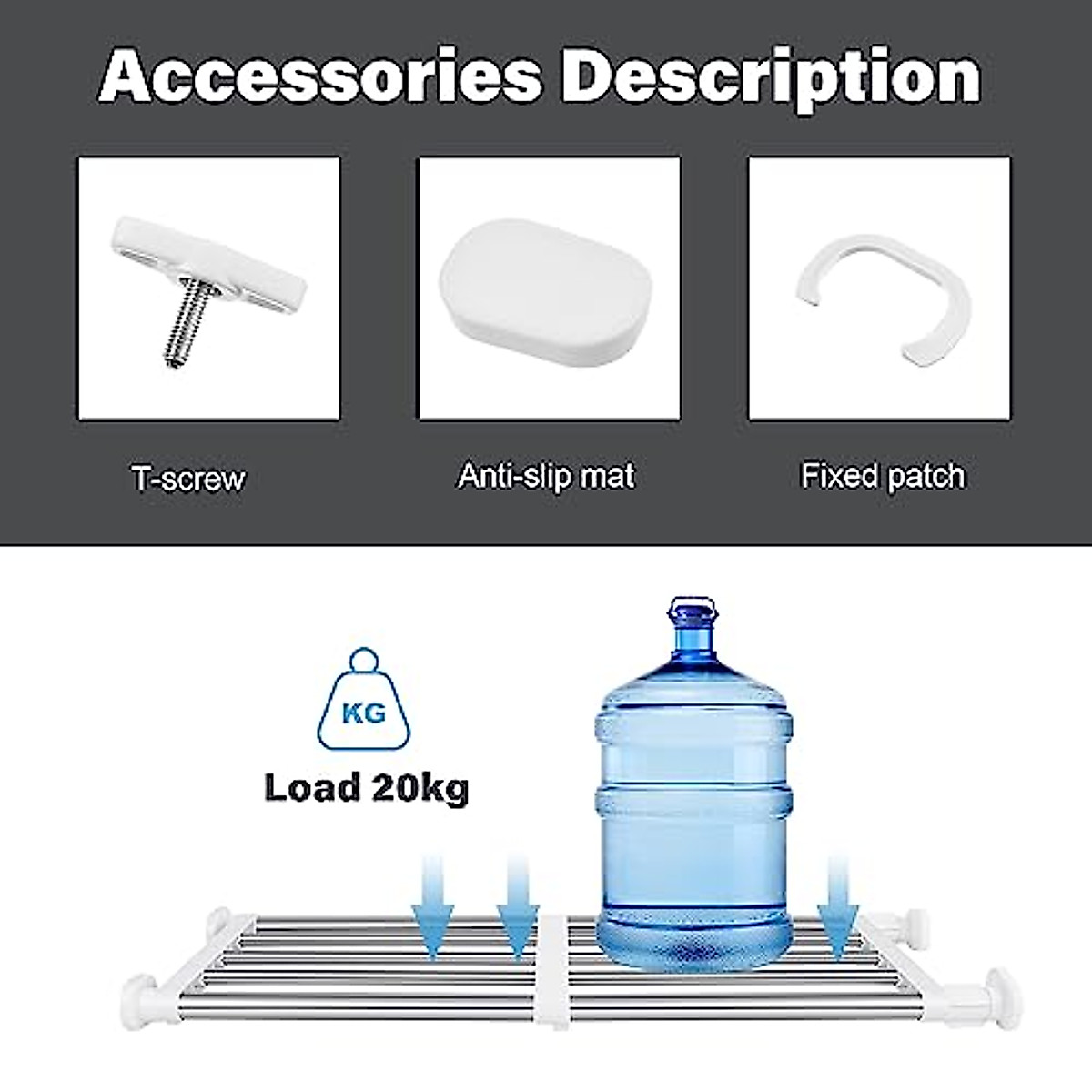 Geetery 4 Pcs Closet Tension Shelf Rod Metal Expandable Shelf Organizer Adjustable Closet Shelves Closet Shelf Rack DIY Closet Dividers Separators for Cabinet Storage Locker Clothes (16.54-25.6 Inch)