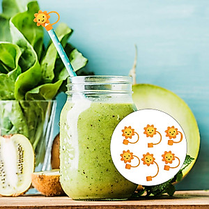 KESYOO 6pcs Silicone Straw Tips Cover Sun Flower Shape Reusable Drinking Straw Tips Lids Anti-dust Straw Nozzles Plugs for Bubble Tea Smoothies Milkshake