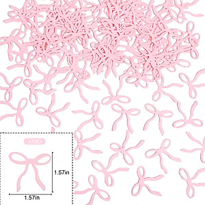 190PCS Pink Bow Confetti - Bow Bachelorette Party Decorations,Bridal Shower Wedding Table Confetti,She's Tying The Knot Bachelorette Confetti,Pink Bow Scatter Confetti Photo Props,Girly
