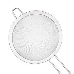 AmazonCommercial Stainless Steel 3-Piece Strainer Set, Set Contains 3.3", 5.5", and 7.75" Strainers, Pack of 3