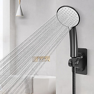 NearMoon Self Adhesive Shower Head Holder-Adjustable Handheld Shower Holder NO Drilling Wall Mount Waterproof (1 Pack, Matte Black)