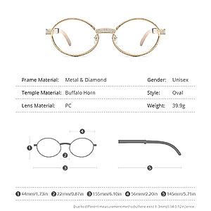 HEPIDEM 100% Really Buffalo Horn Handmade Glasses Frames Luxury 720pcs Diamonds Eyeglasses 7550179 (White)