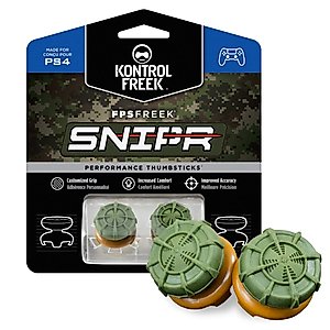 KontrolFreek FPS Freek Snipr for PlayStation 4 (PS4) and PlayStation 5 (PS5) | Performance Thumbsticks | 2 High-Rise Convex (Domed) | Green
