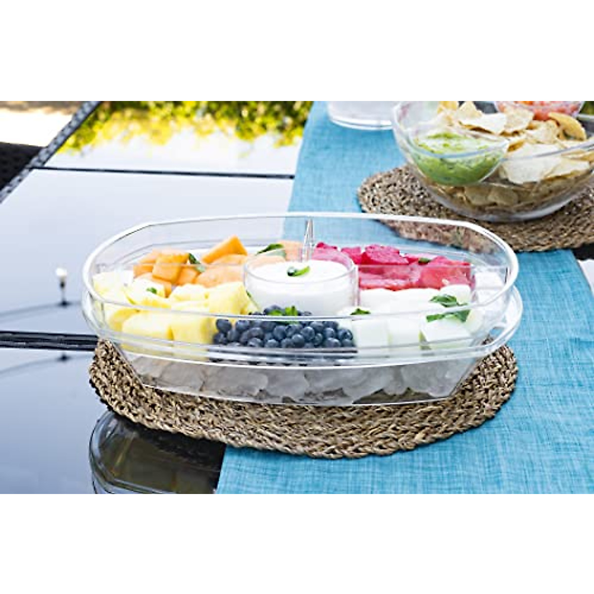 Summer at the Shore Divided Appetizer Serving Platter, Great for Picnics and Barbeques, Outdoor Hosting Party Planning Accessory, One Size, Clear (1567A6-AMZ)