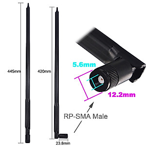1.3FT 2PCS 12dbi WiFi Bluetooth Antenna Omni Directional Antenna 2.4GHz RP-SMA Male Long Range for WiFi Router Wireless Network Devices Desktop PC USB Adapter PCI PCIe Cards PC Camera WiFi 6 Adapter