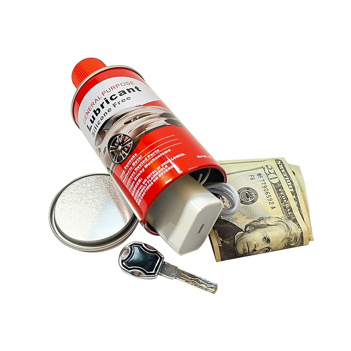 Lubricant Diversion Safe Stash Can with Food Grade Smell Proof Bag with Hidden Compartment for Keys, Cash and Valuables