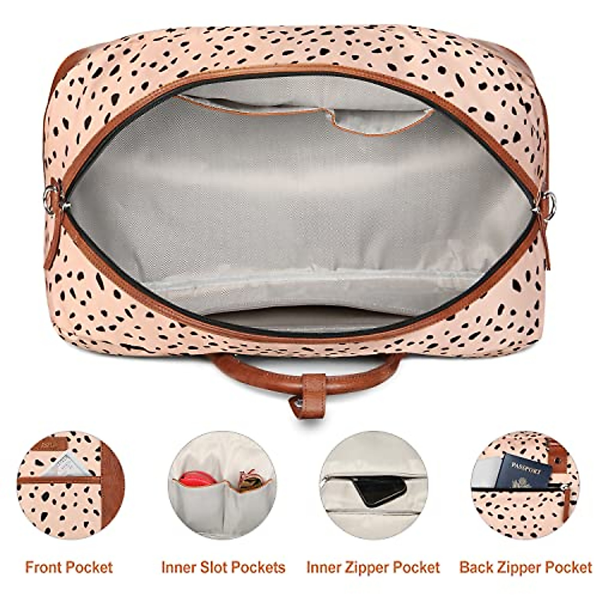 Weekender Bags for Women, Large Overnight Bag Canvas Travel Duffel Bag Carry On Tote with Shoe Compartment 21" for Women & Men 3Pcs Set